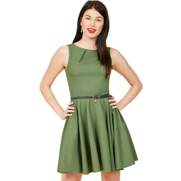 Modcloth | Dresses | New Modcloth Green Belted Dress | Poshmark